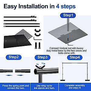 EMART 6.5x10ft Adjustable Photo Backdrop Pipe and Drape Stand Kit with 2 Pack 3.2 ft x 9.8 ft Gold Tinsel Backdrop for Wedding Birthday Christmas Party