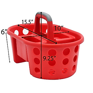 SIMPLYKLEEN Shower Caddy with Handle 2-Pack Plastic Bathroom Storage Organizer, Red Made in the USA