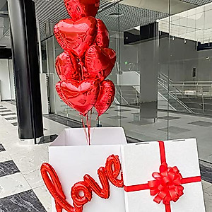 Valentines Balloons, 40 Inch Red Love 18 Inch Red Heart Foil Balloons with 1000pcs Silk Rose Petals for Valentine's Day Anniversary Wedding Engagement Party Supplies