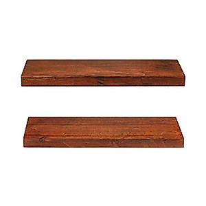 Mark One Home Goods Premium Floating Wood Shelf - Floating Wall Shelves, Hardware and Fasteners Included (2-Tier, 6 Inch Walnut)