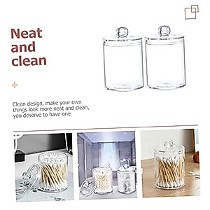 Veemoon 6 pcs Swab Swabs Salts Round Holder Tip Rounds Gauze Floss Organization Container Clear Acrylic Sundries Organizer Organizers Q Bathroom Canister Ball Convenient Home Dispenser