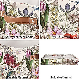 Butterfly Flower Storage Basket Bins for Organizing Pantry/Shelves/Office/Girls Room, Spring Floral Storage Cube Box with Handles Collapsible Toys Organizer 13x13