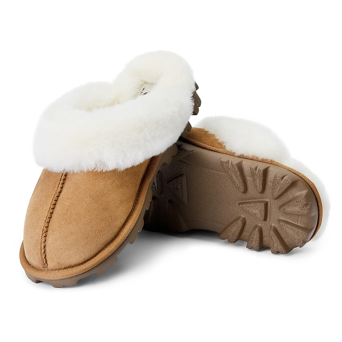 WaySoft Australian Sheepskin Women’s Slippers, 100% Shearling Wool, Hard Sole, Warm Fuzzy Indoor Outdoor