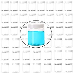 KEILEOHO 46 PCS 8 OZ Slime Containers With Lids, Food Grade Clear Plastic Slime Storage Containers, BPA Free, Wide-Mouth Plastic Jars With Lids for Slime Kit, Food Storage, Beauty Products