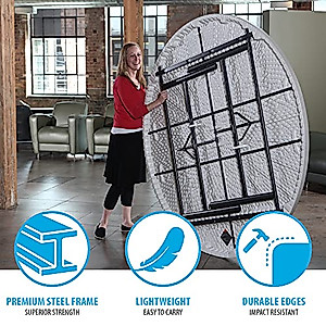 Lifetime 22673 Folding Round Table, 6 Feet, White-Granite