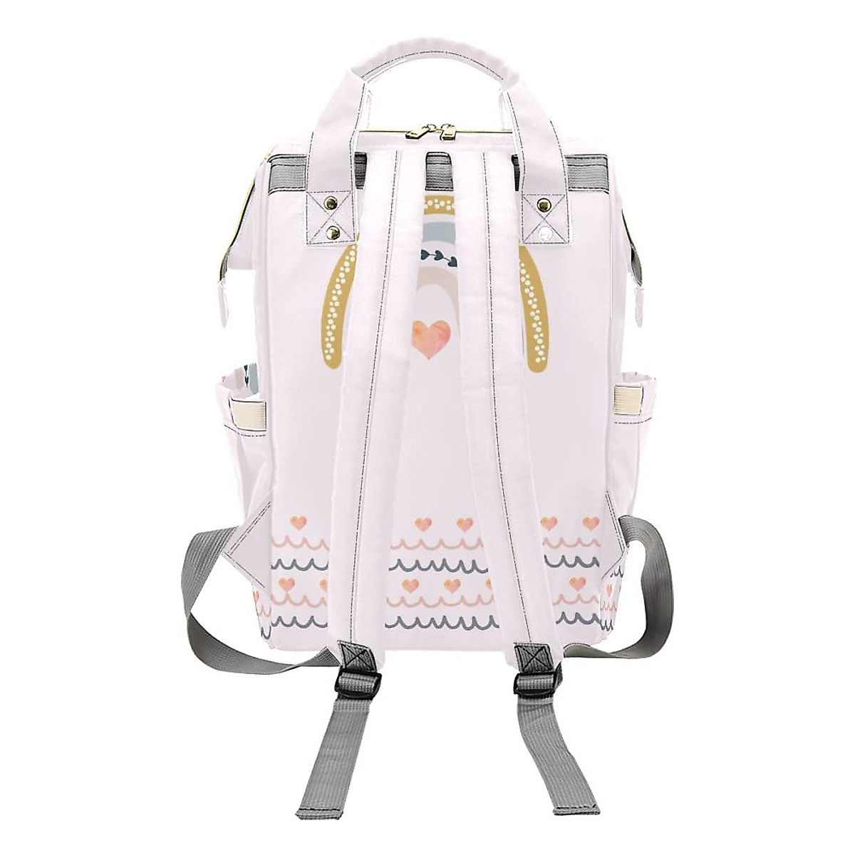 CUXWEOT Rainbow Love Pattern Diaper Bags Personalized with Name Customized Travel Back Pack Hiking Camping Mum Backpack 10.83 x 6.69 x15 inch (LxWxH)