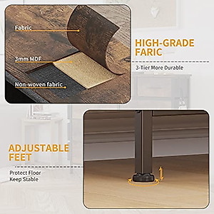 LIVEHOM 11 Dresser Drawer for Bedroom, Chest of Drawers with Side Pockets, Hooks, Fabric Storage Drawer, Steel Frame, Wood Top, Organizer Unit and Pull Handle for Closet, Nursery