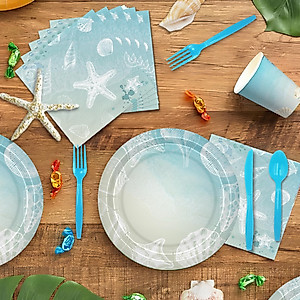 HIPVVILD Seashell Beach Party Decorations Dinnerware - Beach Seashell Party Supplies, Sea Shell Plates, Cups, Napkins, Sea Shell Party Tableware For Birthday Baby Shower Wedding Party | Serve 24