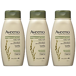 Aveeno Active Naturals Daily Moisturizing Body Wash with Natural Oatmeal, 18-Ounce Bottles (Pack of 3)
