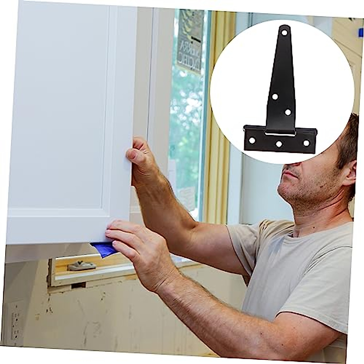 Generic 6pcs 4 Steel Door Hinges T Strap Hinges Black Door Hinges Heavy Duty Shed Hinges Heavy Duty Tee Hinge Square Barn Hinges Garden Shed Hinges T Hinge Shed Flat Spring Iron Hardware