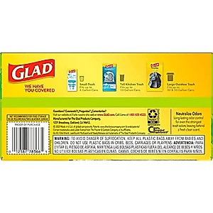 GLAD ForceFlex Tall Drawstring Trash Bags, 13 Gallon Grey Trash Bags for Tall Kitchen Trash Can, Citrus & Zest with Febreze Freshness to Eliminate Odors, 40 Count - Packaging May Vary
