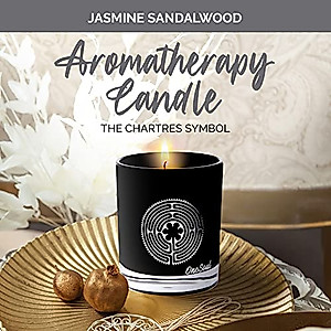 Jasmine Sandalwood Aromatherapy Candle, Earthy Scented Candles, Luxury Candles Scented with Chartres Symbol, Hand-Poured Soy Candle, 50 Hours Burn Time, 7.6 oz. - OneSoul Collection
