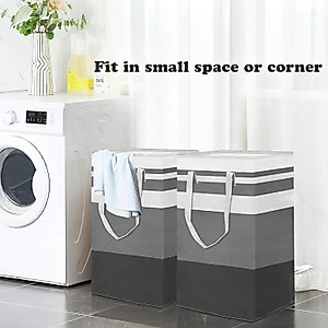 UrbAmerican 1-Pack Large Laundry Basket, Waterproof, Freestanding Laundry Hamper, Collapsible Tall Clothes Hamper with Extended Handles for Clothes Toys in the Dorm and Family