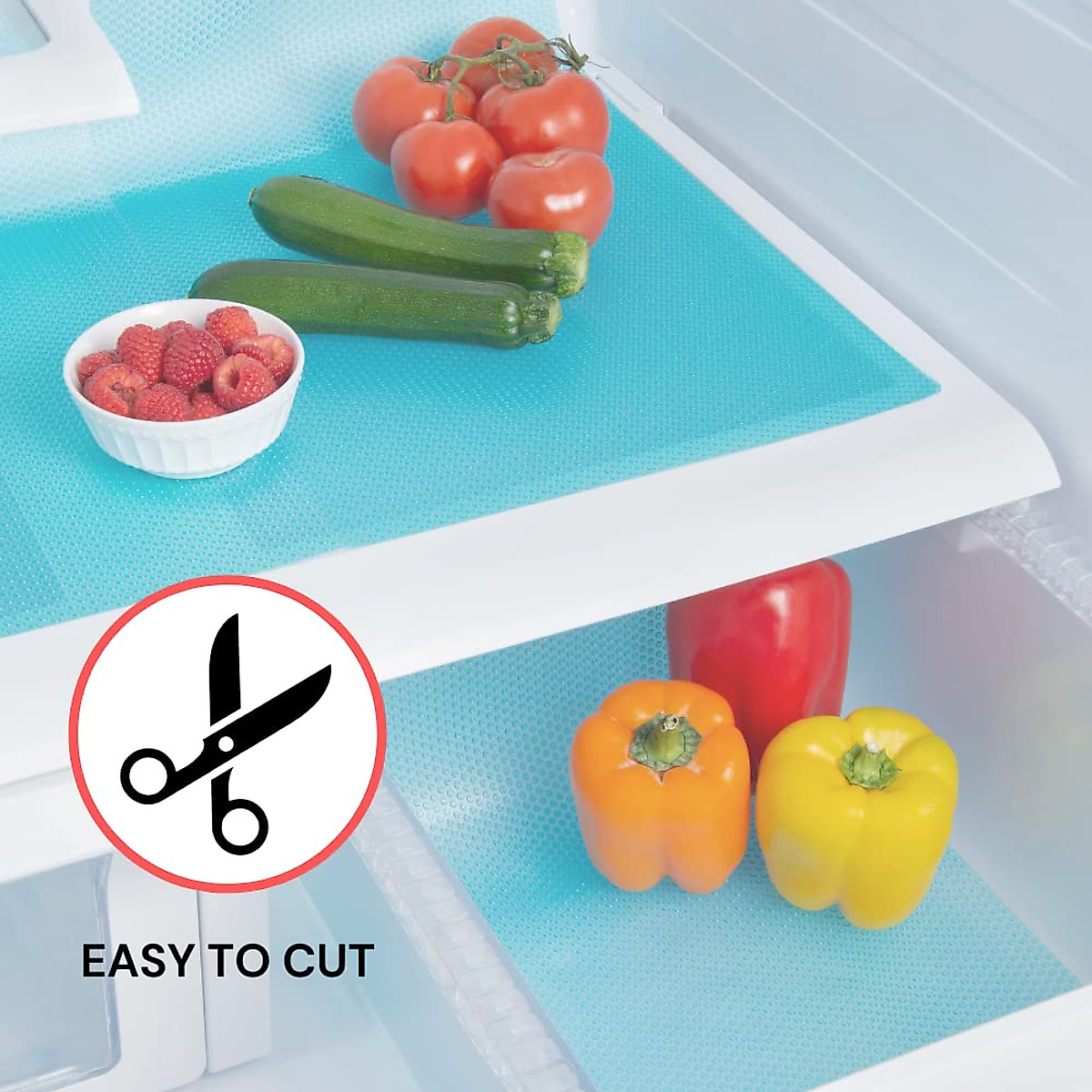 Con-Tact Brand Refrigerator Shelf and Bin Liner, Embossed Durable Washable Non-Adhesive Water and Oil Proof Reusable BPA Free Fridge Mat, 17.6" x 11.3", Teal, 3 Pack