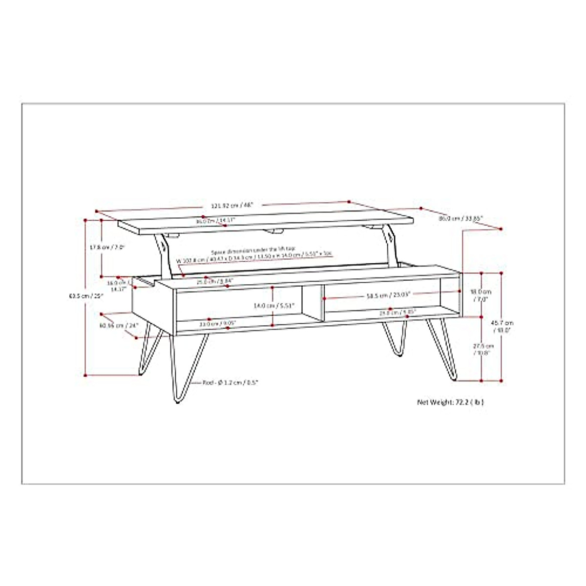 SIMPLIHOME Hunter SOLID MANGO WOOD and Metal 48 inch Wide Rectangle Industrial Contemporary Lift Top Coffee Table in Natural, for the Living Room and Family Room