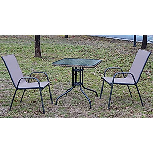 BTEXPERT Brown Indoor Outdoor 4-Set of Four Restaurant Flexible Sling Stack, Patio Metal Frame Chair, Set of 4