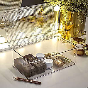 Sorbus Pantry Storage Organizer with Lids- Clear Plastic Refrigerator Organizer Bins- MultiPurpose & Versatile Stackable Cabinet Organizers- Cosmetics, Laundry, Office Supplies, Food Organizer- 2 Pack