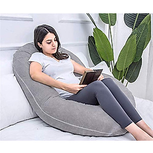 1 MIDDLE ONE Pregnancy Pillow, C Shaped Full Body Pillow for Maternity Support, Pregnant Women Sleeping Pillow with Velvet Cover (Dark Grey)