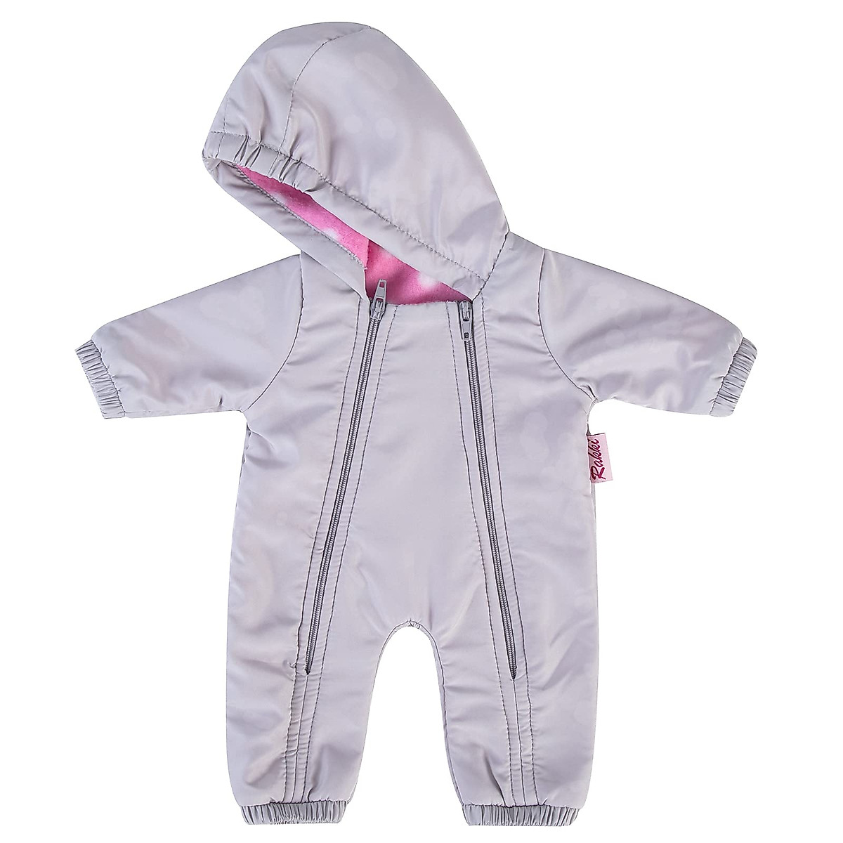 Rakki Dolli Doll Clothes Winter Romper Hooded Romper Grey Outfit Snowsuit Thick Polar Fleece Warm Jumpsuit Fits 18" American Girl Doll 010