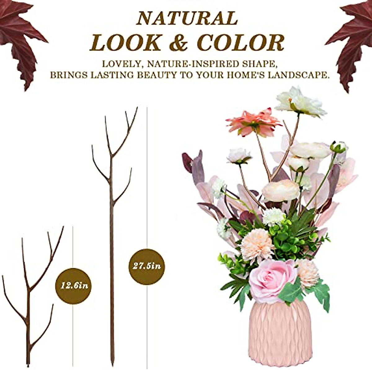 Twig Plant Support Stakes - Set of 4, 27.5 inch | Detachable Trellis for Potted Plants | Perfect Alternative to Moss Pole for Monstera and Other Climbing Houseplants Brown