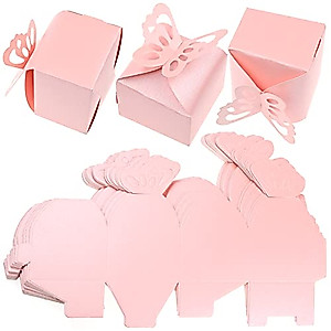 JJYHEHOT 50 PCS Pink Butterfly Favor Box, Birthday Candy Gift Box, Baby Shower Party Treat Box, Wedding Bridal Showers Chocolate Box