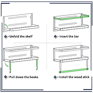 Magnetic Spice Rack, THIPOTEN 2-in-1 Foldable Strong Magnetic Shelf with Paper Towel Holder, Perfect Space Saver for Small Kitchen/Apartment, Easy to Install on The Side of Refrigerator(Black)