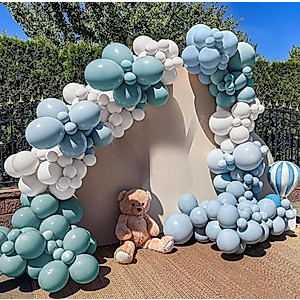 Dusty Blue Balloon Garland Blue White Balloon Arch Double Stuffed Latex Balloons Slate Blue Balloon Garland Kit For Baby Shower Birthday Wedding Anniversary Party Decorations