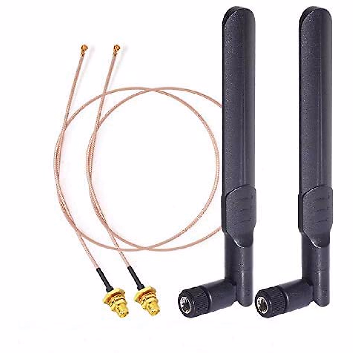 Bingfu Dual Band WiFi 2.4GHz 5GHz 5.8GHz 8dBi RP-SMA Male Antenna 30cm 12 inch RG178 U.FL IPX IPEX to RP-SMA Female Cable 2-Pack for WiFi Router Wireless Mini PCI Express PCIE Network Card Adapter