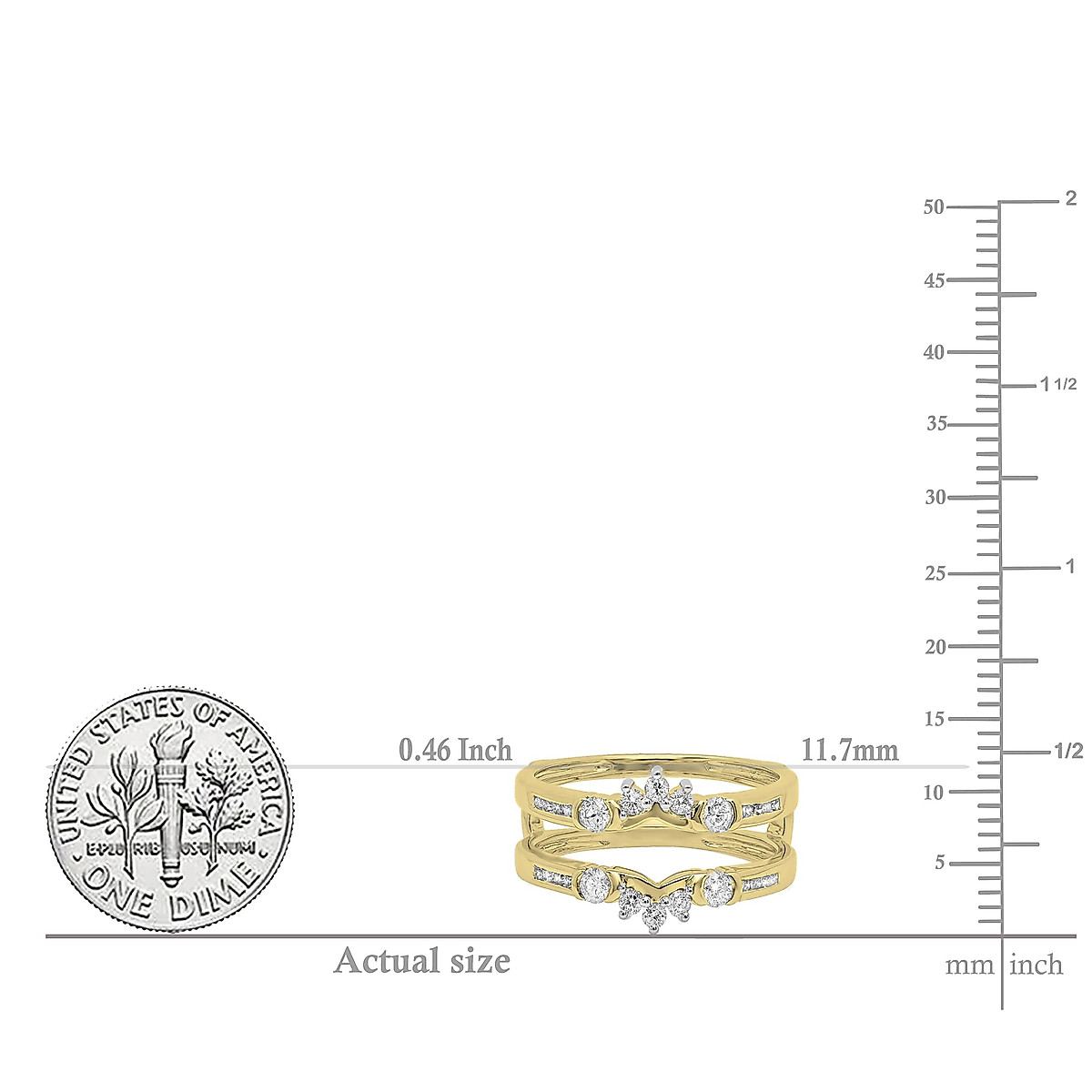 Dazzlingrock Collection Round White Diamond Wedding Enhancer Ring for Women (0.50 ctw) in 10K Yellow Gold Size 6.5