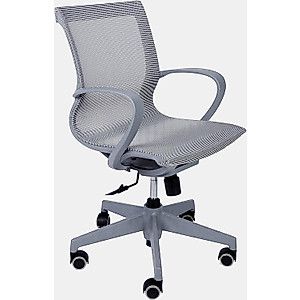 LUCKYERMORE Home Office Chair Desk Chairs Swivel Computer Chair with Arm 300Lb Capacity Mid Back Mesh Chair Breathable Back Seat Height Adjustable for Conference Work Read Rest, Grey