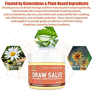 Tea Tree Draw Salve Cream Ointment, Jock Itch, Hand Foot, Tinea Versicolor, Itchy Feet, Butt, Anal Itch, Rosacea, Psoriasis, Heat Rash, Hidradenitis, Treat Relieve - Itchy, Soothing Dry Skin Healing
