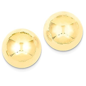 14K Yellow Gold 12mm Half Ball Stud Earrings