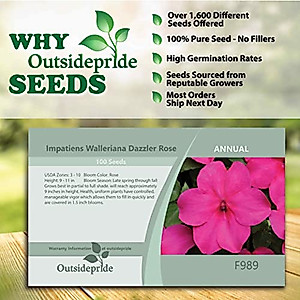 Outsidepride Impatiens Plant Rose Shade Garden Flower Plants for Pots, Hanging Baskets, Containers, Window Boxes - 100 Seeds