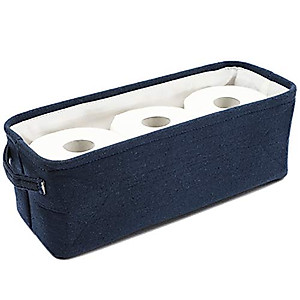 Juvale Dark Blue Fabric Storage Bin for Home and Bathroom (16 x 6 x 5.5 Inches)