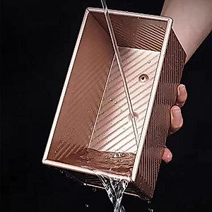 EGEN Bread Pan Loaf Pan for Baking with Lid, Non-Stick Carbon Steel Baking Bread Toast Mold Loaf Baking Pan Set (Golden-2Pcs)