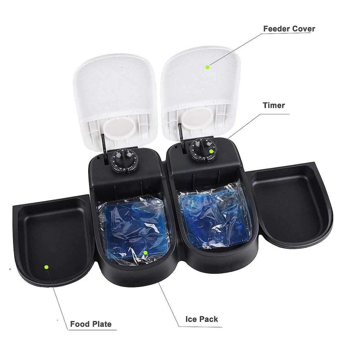 PAWISE Automatic Cat Feeders 2 Meal Automatic Dog Feeder,Dog/Cat Food Dispenser 1.5 Cups, Schedule Meal or Treat, with 48-Hour Timer