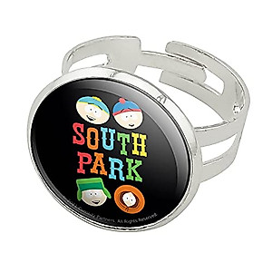 GRAPHICS & MORE South Park Characters Logo Silver Plated Adjustable Novelty Ring
