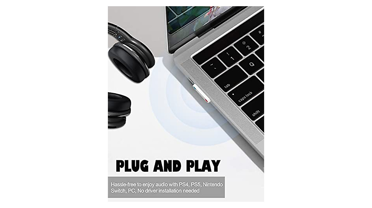 PS5 Bluetooth Adapter, Low Latency Bluetooth Audio Transmitter, USB C ...