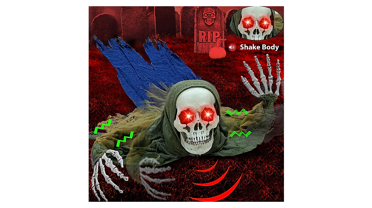52" Crawling Zombie Animatronic Prop - Spooky Halloween Decor