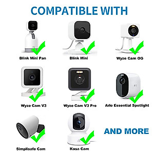JJMASEE 2Pack 10FT Power Extension Cable for Wyze Cam V3/OG/V3 Pro, Blink Mini/Mini Pan,KasaCam,Arlo Essential,Eufy,SimpliSafe (Not for Wyze Pan v3), Micro USB Charging Cord for Security Camera(White)