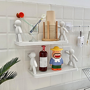 BINGONE 2022 Punching-Free Villain Storage Rack The Kitchen Toilet Receive Shelf, Floating Shelves Bathroom Wall Mounted Shelf (3 PCS White)