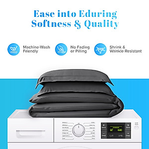 Ashton Sheets 100% Egyptian Cotton Duvet Cover for Oversized Bed - 600 Thread Count 3 PC Oversized Duvet Cover, Egyptian Cotton Oversized Duvet Cover Set, Cooling Duvet Cover Oversized - Dark Grey