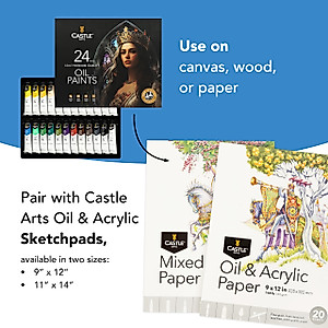 Castle Art Supplies 24 x 12ml Oil Paint Set | Great Value Set for Adult Artists, Beginners and Advanced | Vibrant Variety of Smooth-to-use Colors | In Impressive Presentation Box With Tutorial