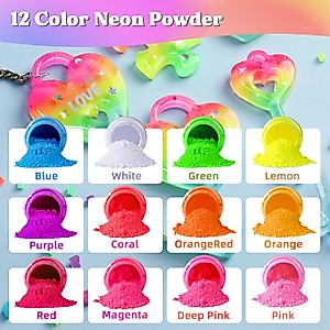 LET'S RESIN Neon Pigment Powder,12Colors Fluorescent Powder,10g/Bottle of Mica Powder for Epoxy Resin,Nail,Tumblers,Soap Making,Slime & Candle,painting, and DIY Crafts