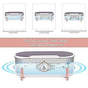 NAVOROGE Ultrasonic Cleaner Machine, 40KHZ Portable Sonic Jewelry Cleaner for Rings,Watches,Glasses,Jewelry,Diamonds,Coins, Dentures,Ultrasonic Cleaner Machine with Basket(500ML)