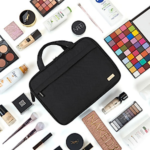 NISHEL Travel Makeup Bag Stand Up, Portable Cosmetic Organizer, Travel Cosmetic Case for Travel-Size Toiletries, Black