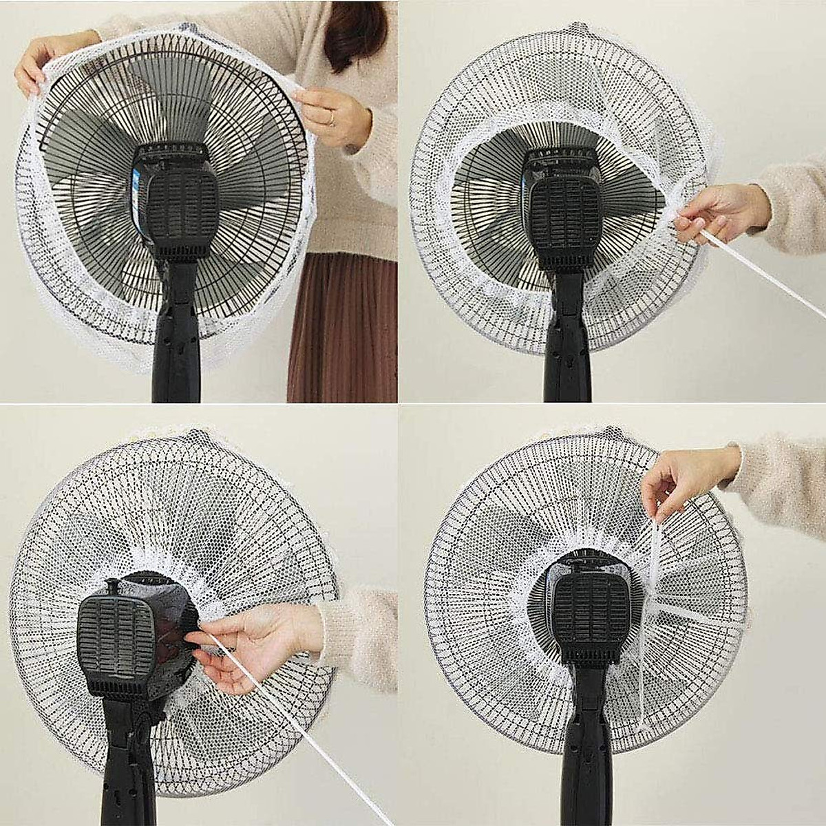 Asekonc 2 Pack Round Electric Fan Guard Dust Cover，Damp-Proof Cover for Pedestal Fan Summer Washable Dustproof Safety Fan Protection