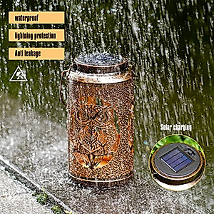 Solar Metal Outdoor Lanterns Hanging Solar Owl Lights Waterproof Solar Powered Garden Decor LED Outside Yard Patio Decorations