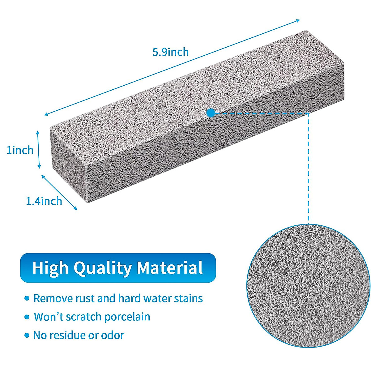 4TH Pumice Stone for Toilet Bowl Cleaning,Scouring Stick Powerfully Clean Away Limescale Stain,Hard Water Ring, Calcium Buildup,Iron&Rust. Remover for Tile/Bath-tub/Kitchen Sink/Grill - 6 Pack