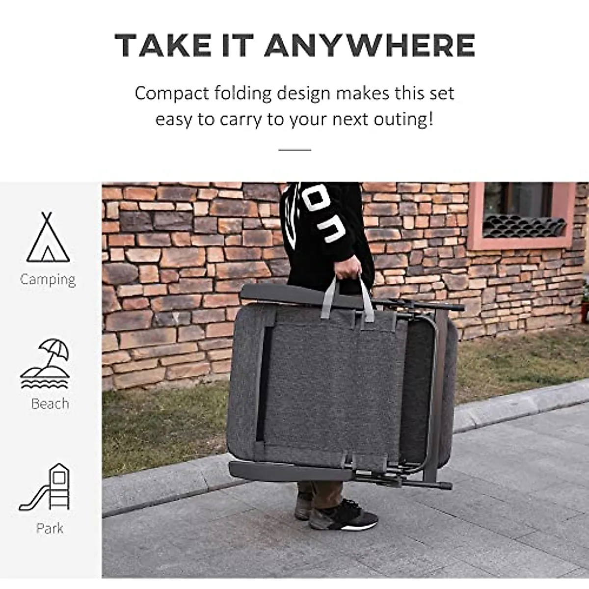 Outsunny Outdoor Folding Chaise Lounge Chair, Mesh Fabric Pool Chair with Adjustable Backrest, Pillow and Cup Holder for Poolside, Deck, and Backyard, Grey